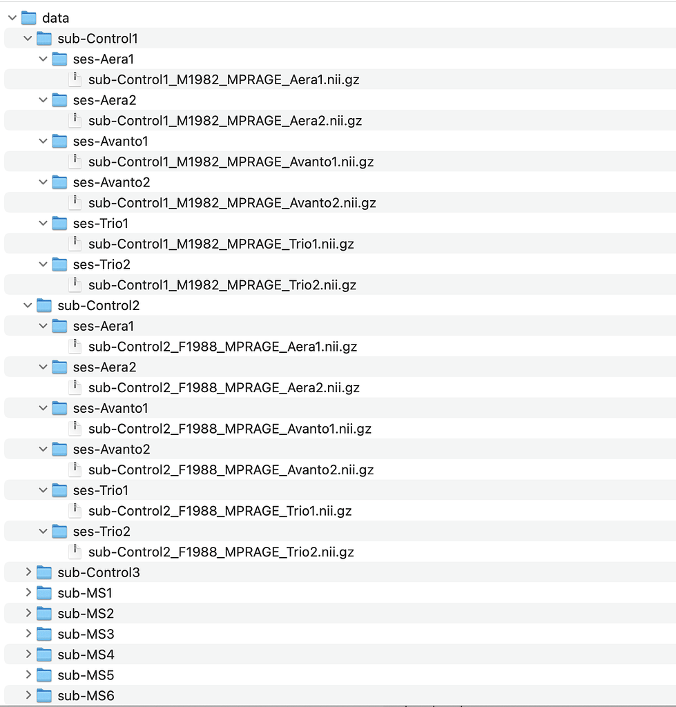 Following BIDS convention (filenames, folder structure) when organizing ...